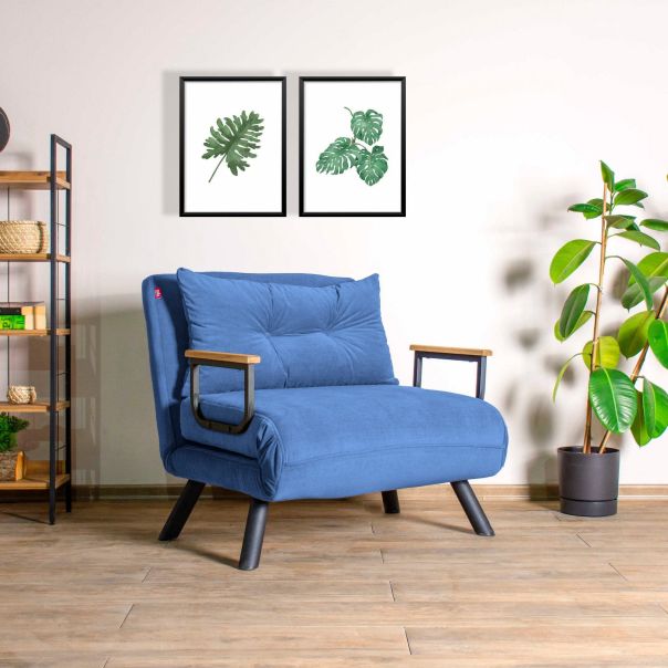 ATELIER DEL SOFA Fotelja na razvlačenje Sando Single, plava