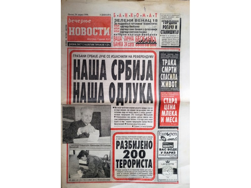 Večernje novosti - 24. april 1998.