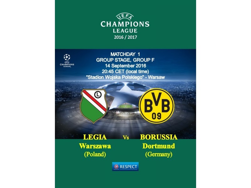 2016, LEGIA - BORUSSIA DORTMUND! Liga šampiona.