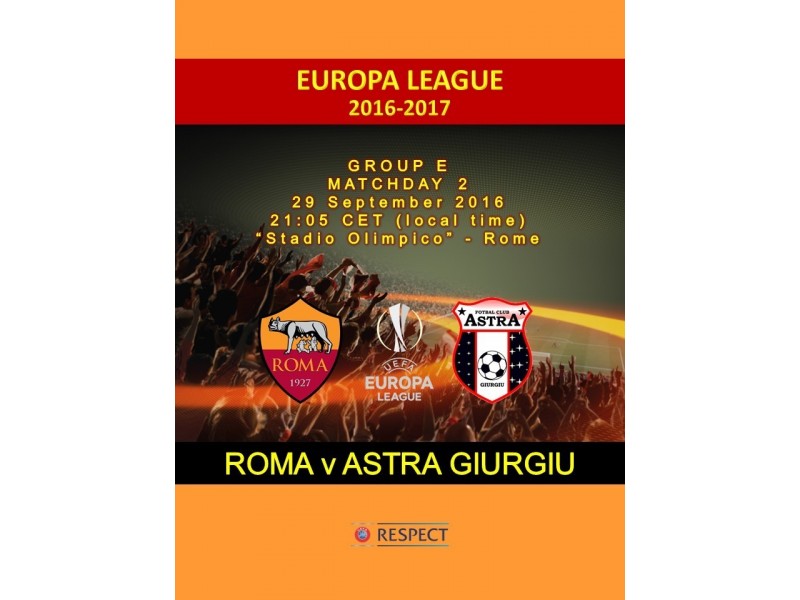 2016, ROMA - ASTRA GIURGIU! Liga Evrope.