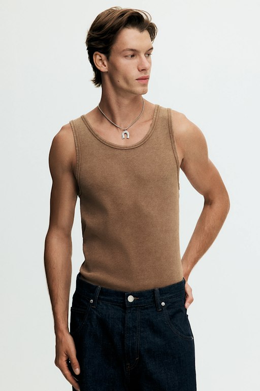 Rebrasta majica bez rukava Slim Fit