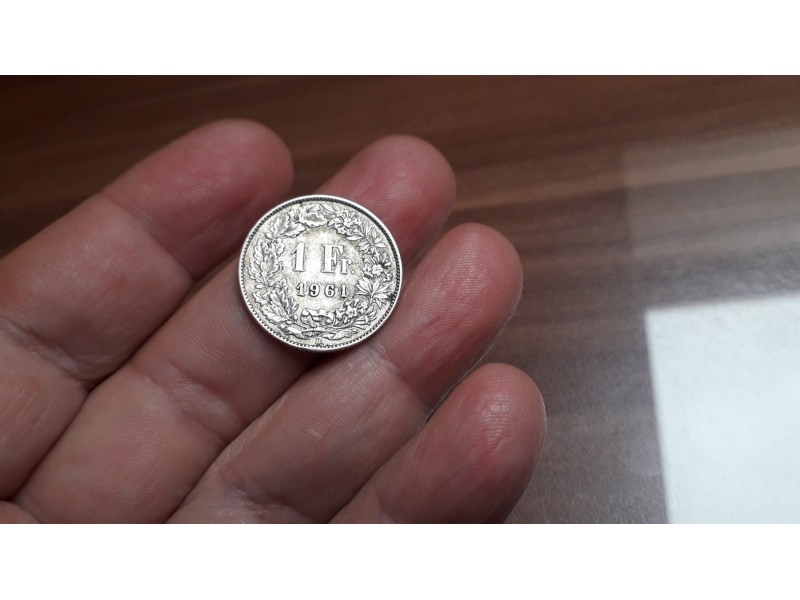 Svajcarska 1 Franak 1961 srebro