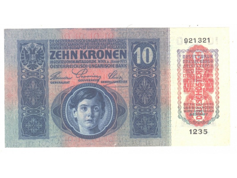 Austrija 10 kronen 1915 UNC procitaj opis