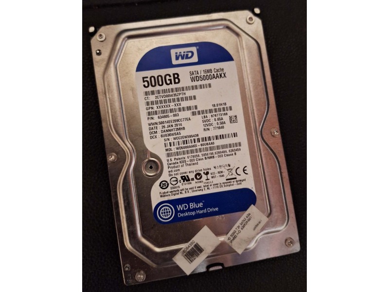 Western Digital 500GB hard disk hdd 100-100