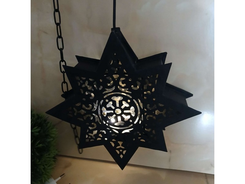 Metalna viseća lampa u obliku zvezde – dek.fenjer