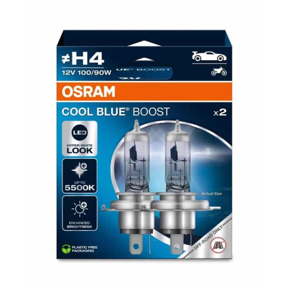 Auto Sijalica H4 12V OSRAM Cool Blue Boost
Halogena sijalica OSRAM COOL BLUE BOOST H4 62193CBB-2HB100/90W 12V P43T5!
DUO BOX pakovanje – 2 komada sijalica u pakovanju!
Hiper belo svetlo sa do 5...