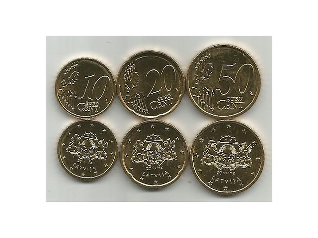 Letonija 10 - 20 - 50 euro cent 2014. UNC mini set