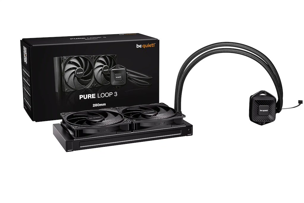 be quiet! PURE LOOP 3, 280mm [LGA-1851 & AM5], PWM pump, Two Pure Wings 3 PWM fan 140mm, Flexible sleeved tubes, Easy-to-access refill port, Mounting set