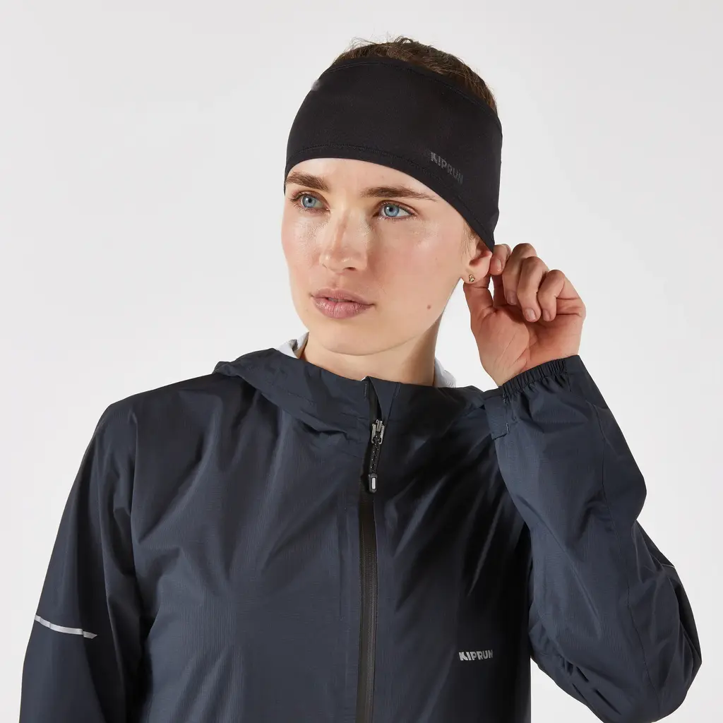 Topla traka za glavu za trčanje za odrasle Kiprun Warm+ V2 - crna