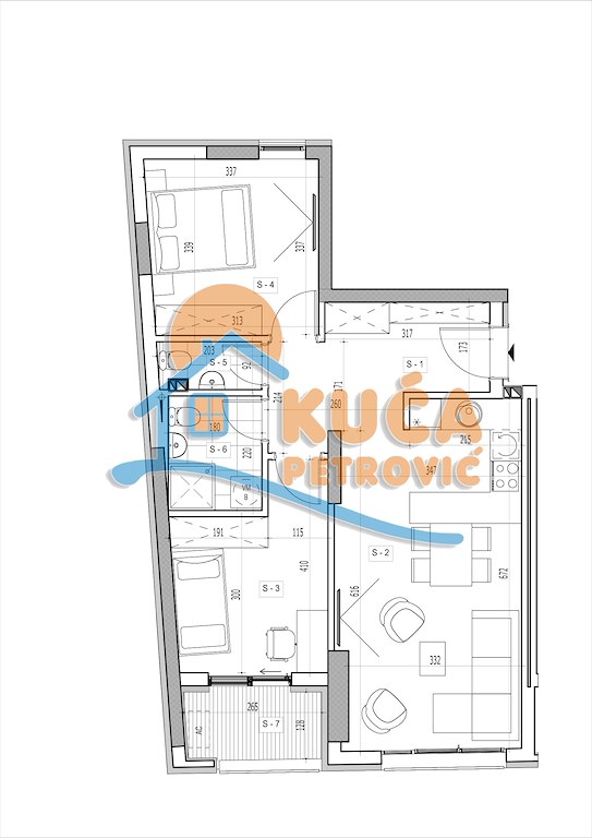 Dvosoban stan, 62.41 m2, Centar, Rajićeva ID: p-014956