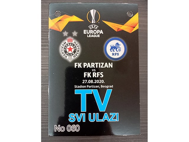 FUDBAL: PARTIZAN - RFS 27.08.2020 - AKREDITACIJA