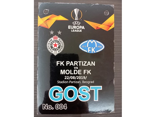 FUDBAL: PARTIZAN - MOLDE 22.08.2019 - AKREDITACIJA