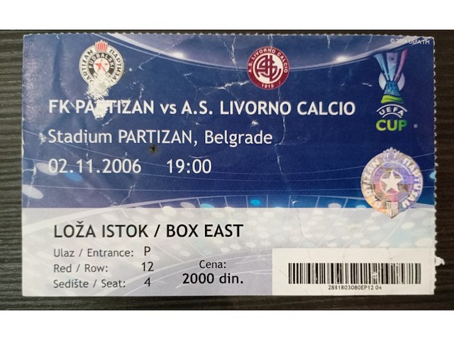 FUDBAL: PARTIZAN - LIVORNO 02.11.2006