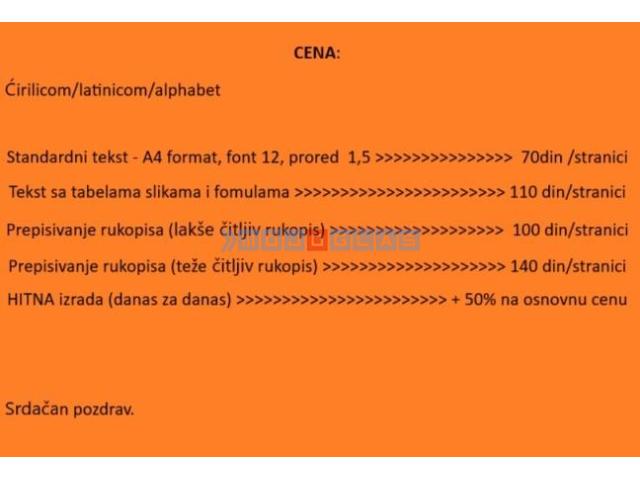 Prekucavanje i obrada teksta, tabela, grafikona, itd…