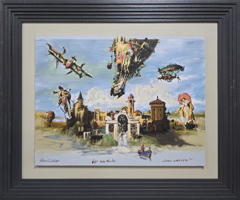 Staro svetilište, Goran Mitrović, bez rama 50×42 cm, sa ramom 61×73 cm, digitalna kombinovana tehnika sa dodatim aplikacijama i islikanim detaljima uljanom bojom, unikat slika, sertifikat, 49560 d...