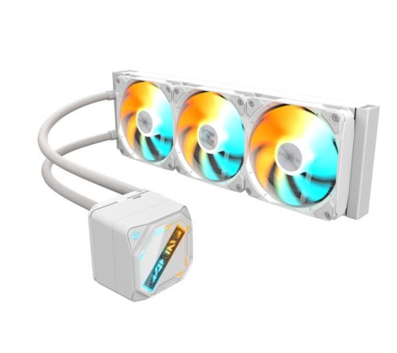 Gigabyte - GAMING 360 ICE, DIY-friendly fans with slide-lock and DAISY-CHAIN, The ARGB fan lighting can be synchronized with other devices