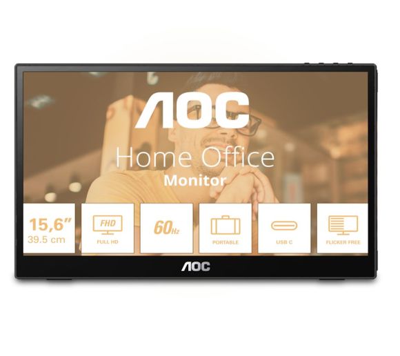 AOC - Monitor AOC 16T3EA 15,6"/IPS/1920x1080/60Hz/4ms GtG/USB C/prenosni/crna