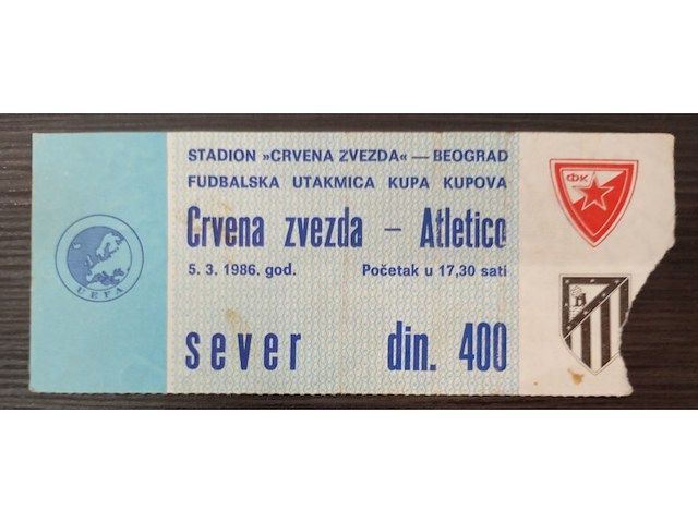 FUDBAL: CRVENA ZVEZDA - ATLETICO (Madrid) 05.03.1986