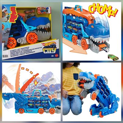 Hot Wheels Ultimate T- Rex Transporter Robot- novo