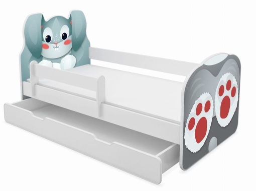 KREVET ZA DECU ANIMALS 140X70 CM SA DODATNOM FIOKOM WHITE ACMA VII 01
