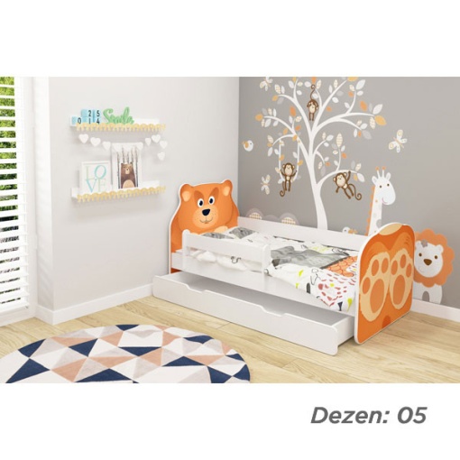 KREVET ZA DECU ANIMALS 180X80 CM SA DODATNOM FIOKOM WHITE ACMA VII 05