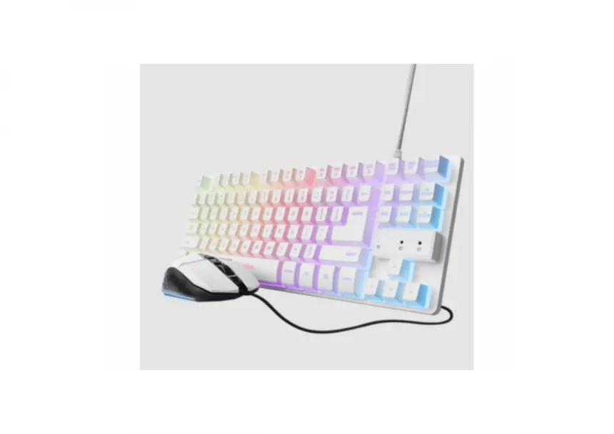Tastatura+miš TRUST GXT 798 2-in-1 Gaming set/TKL/US/bela