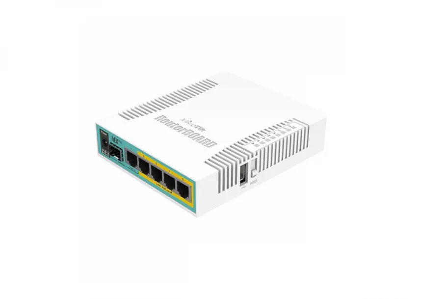 MikroTik RB960PGS hEX PoE 3G/4G-LTE & PoE svič–ruter 5 x LAN/WAN Gigabit port (4 x PoE 802.3at) + SFP + USB 2.0, VPN ruter/firewall/bandwith manager/load balance, PoE in 802.3at, CPU 800MHz, 128MB...