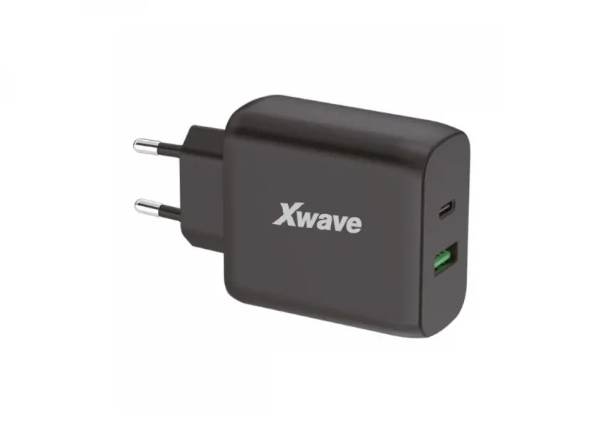 Xwave GaN65w-AC GaN ultra-brzi punjac 65W USB-A + USB-C , za mobilne,tablete, Crni
