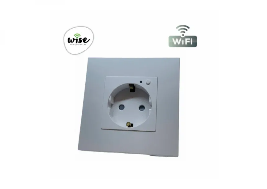 Wise Wifi pametna utičnica, ugradna 16a - MAT panel bela WU8001