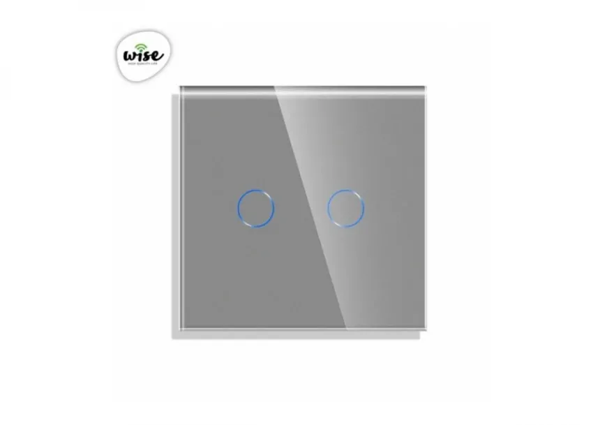 Wise Wifi + RF pametni prekidač, 2 tastera - stakleni panel sivi