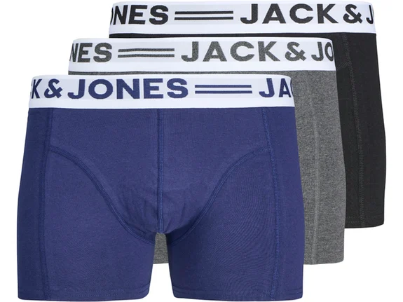 Jack & Jones Muški donji veš Sense Trunks 3-Pack Noos 12081832-DARKGRE