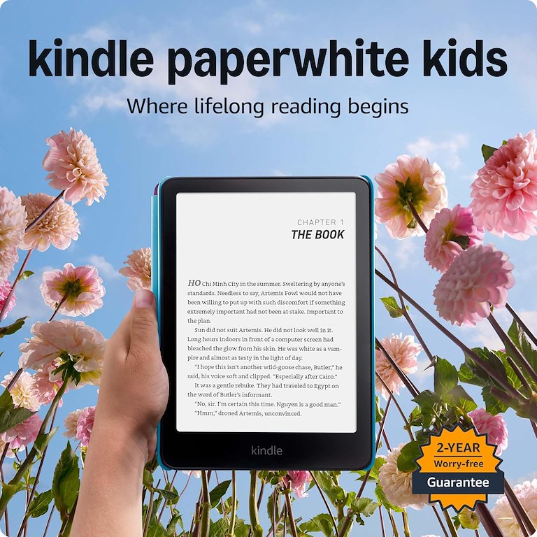 Amazon Kindle Paperwhite Kids 16GB (newest model) – larger 7" glare-free display – Kids read an average of 1+ hour per day with Kindle – Cyber City