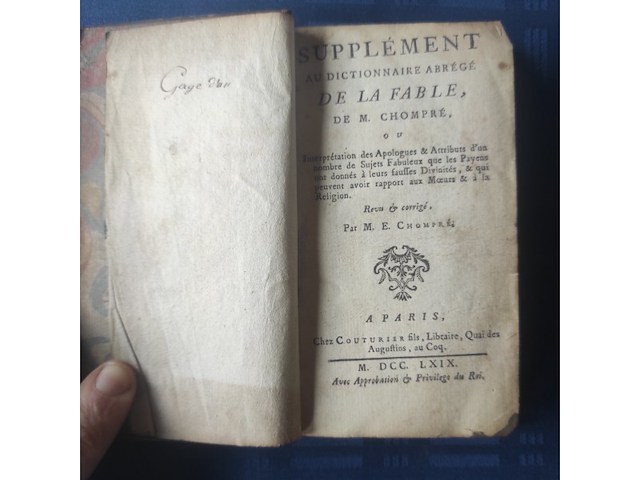 M. Chompre: Supplement de la fable  1769.g  RRR