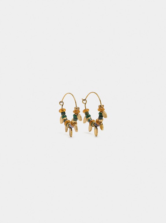 HOOP EARRINGS WITH BEADS STONE EFFECT