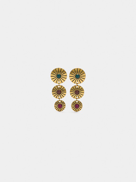 LONG EARRINGS WITH STRIPED CIRCLES