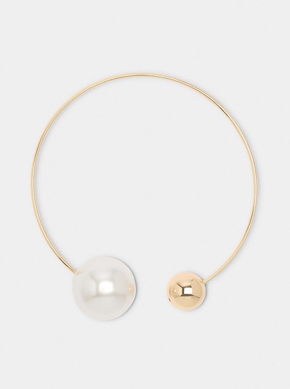 RIGID NECKLACE WITH SPHERE AND PEARL