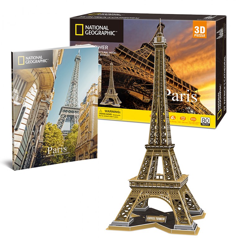 CubicFun Puzzle 3D National Geographic Eiffel Tower, Paris 80pcs CBF209988