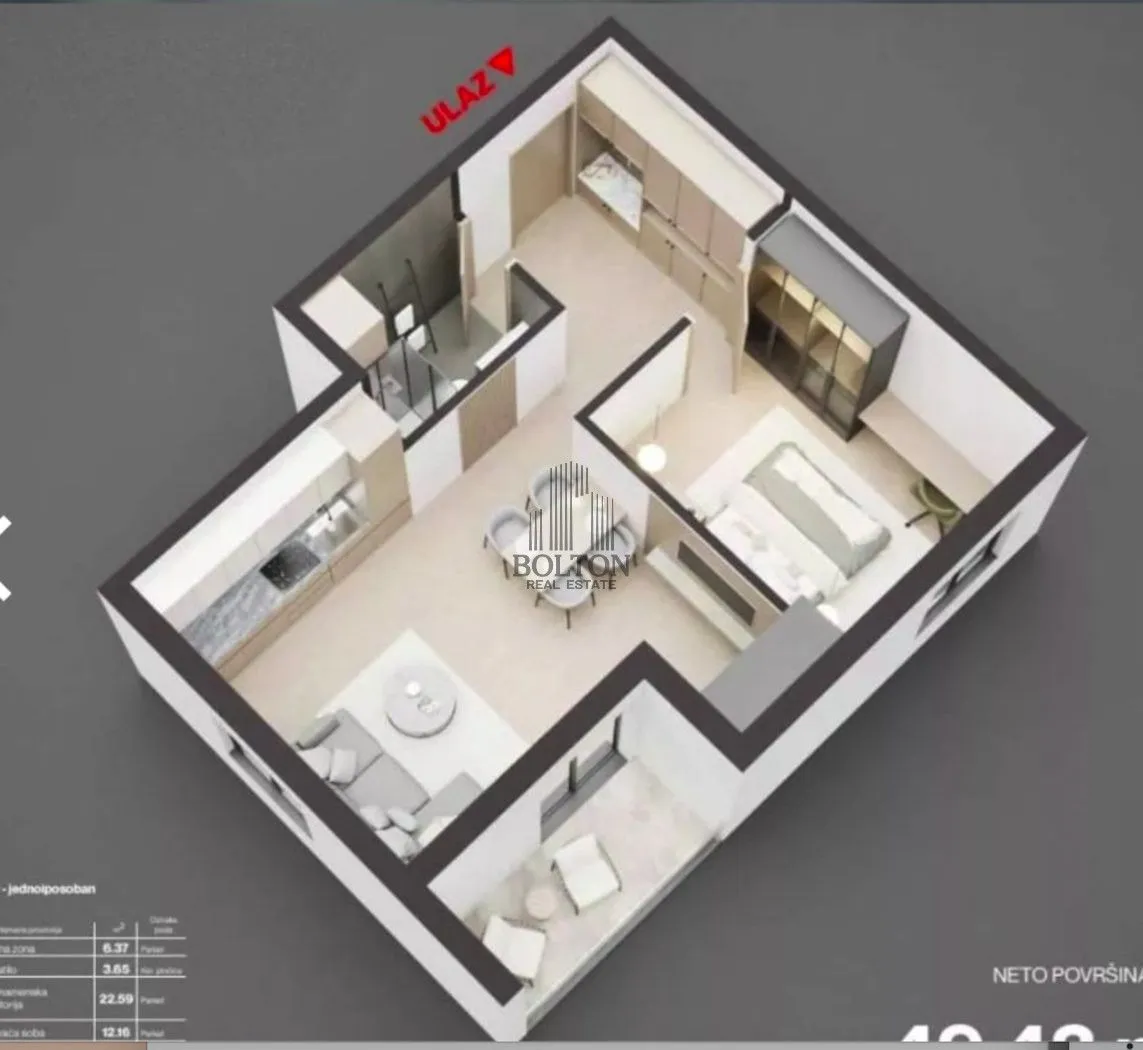 Prodaja, dvosoban stan, 46m2, Voždovac, Voždovac, Beograd