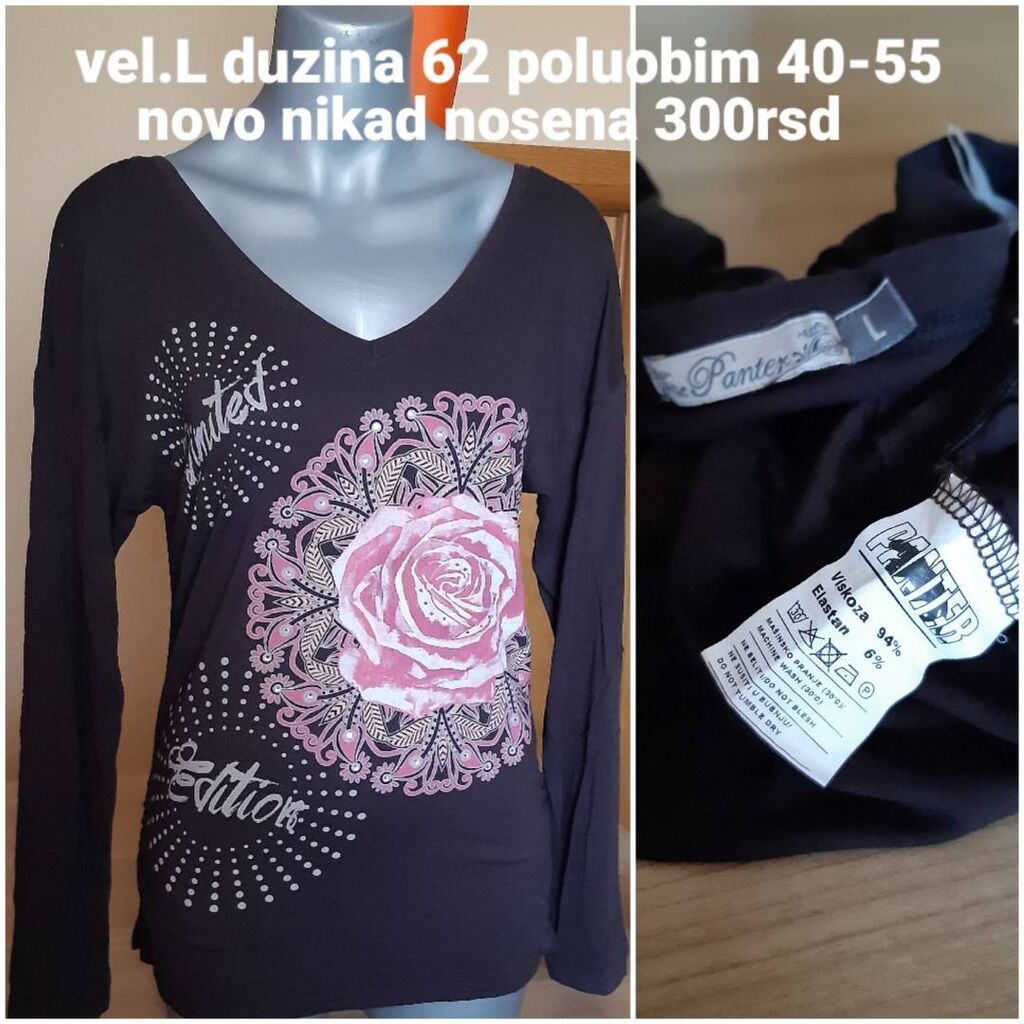 L (EU 40), Viskoza, Sa ilustracijom, bоја - Crna