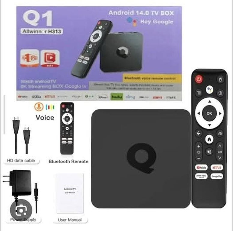 Android TV box Q1 ANDROID 14.0 TV BOX* Pretvorite svaki televizor u