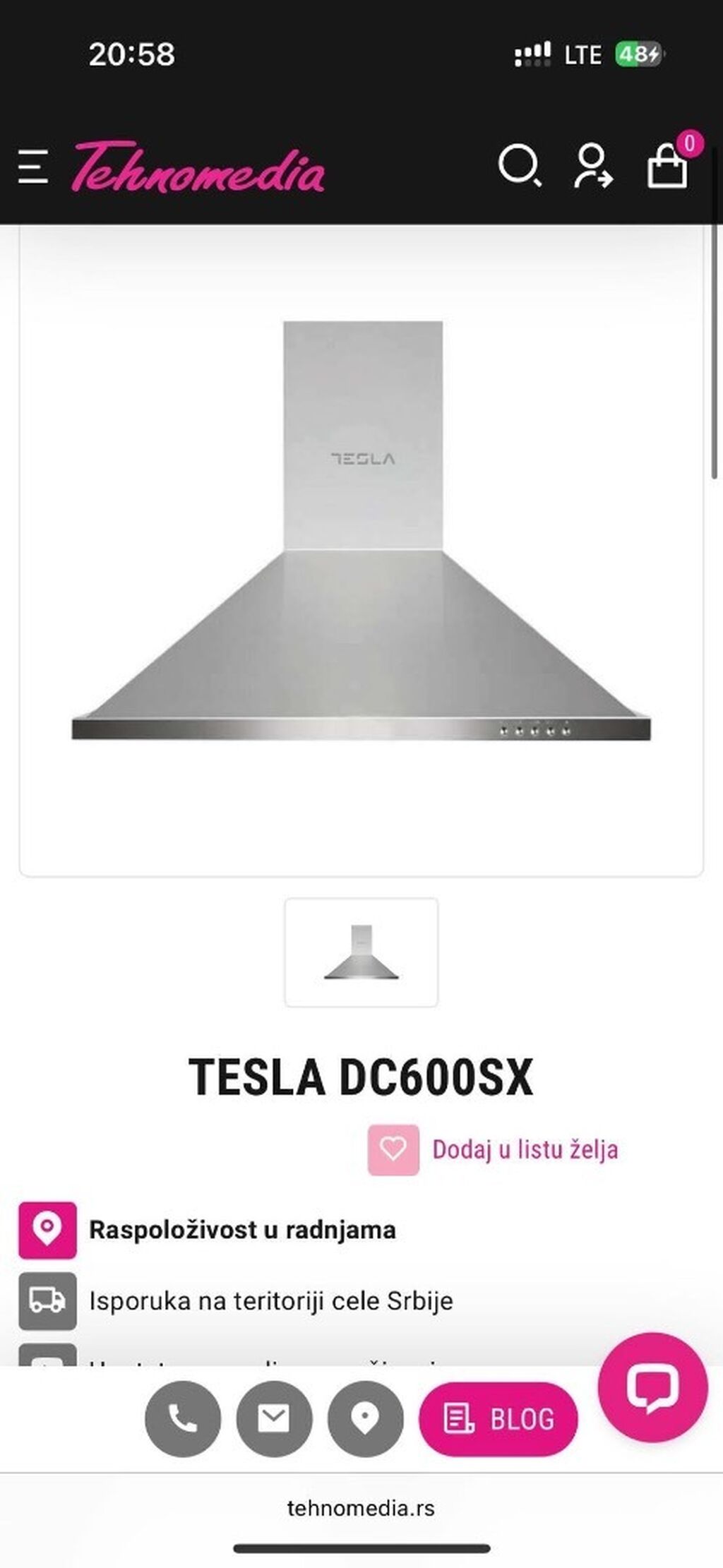 Prodajem NOVI Tesla aspirator. Širina aspiratora 60cm. Kupljen pre