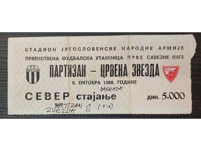 FUDBAL: PARTIZAN - CRVENA ZVEZDA 09.10.1988