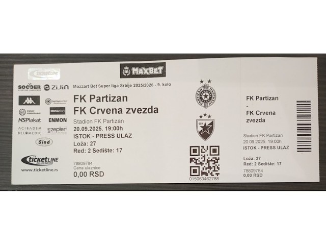 FUDBAL: PARTIZAN - CRVENA ZVEZDA 20.09.2025