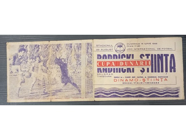 FUDBAL: STIINTA - RADNICKI (Beograd) 23.08.1958 - PROGR