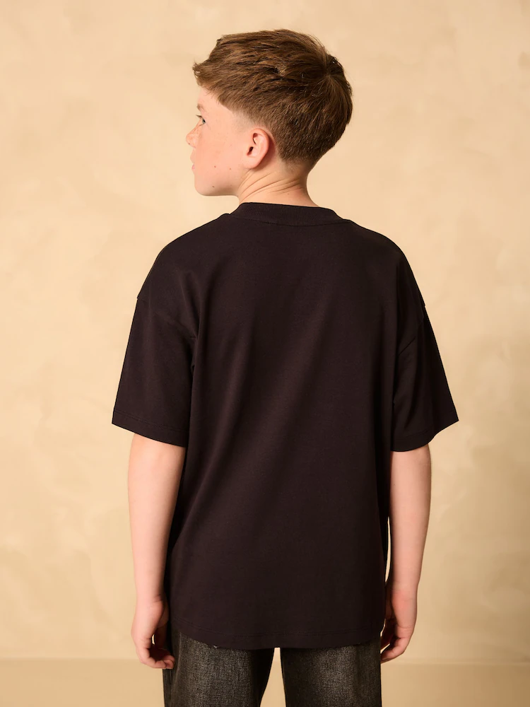 Crna pastuv osmeh - Relaxed Fit Kratki rukav Graphic Print Majica kratkih rukava (3-16yrs)
