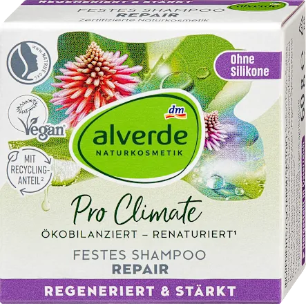 alverde NATURKOSMETIK
Pro Climate REPAIR čvrsti šampon za kosu, 60 g