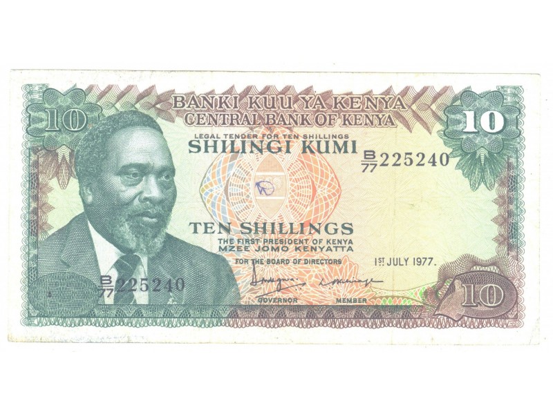 Kenija 10 shillings 1977
