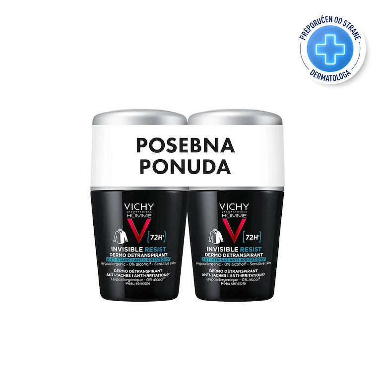 VICHY HOMME ANTIPERSPIRANT 72h INVISIBLE Promo 2x50 mL