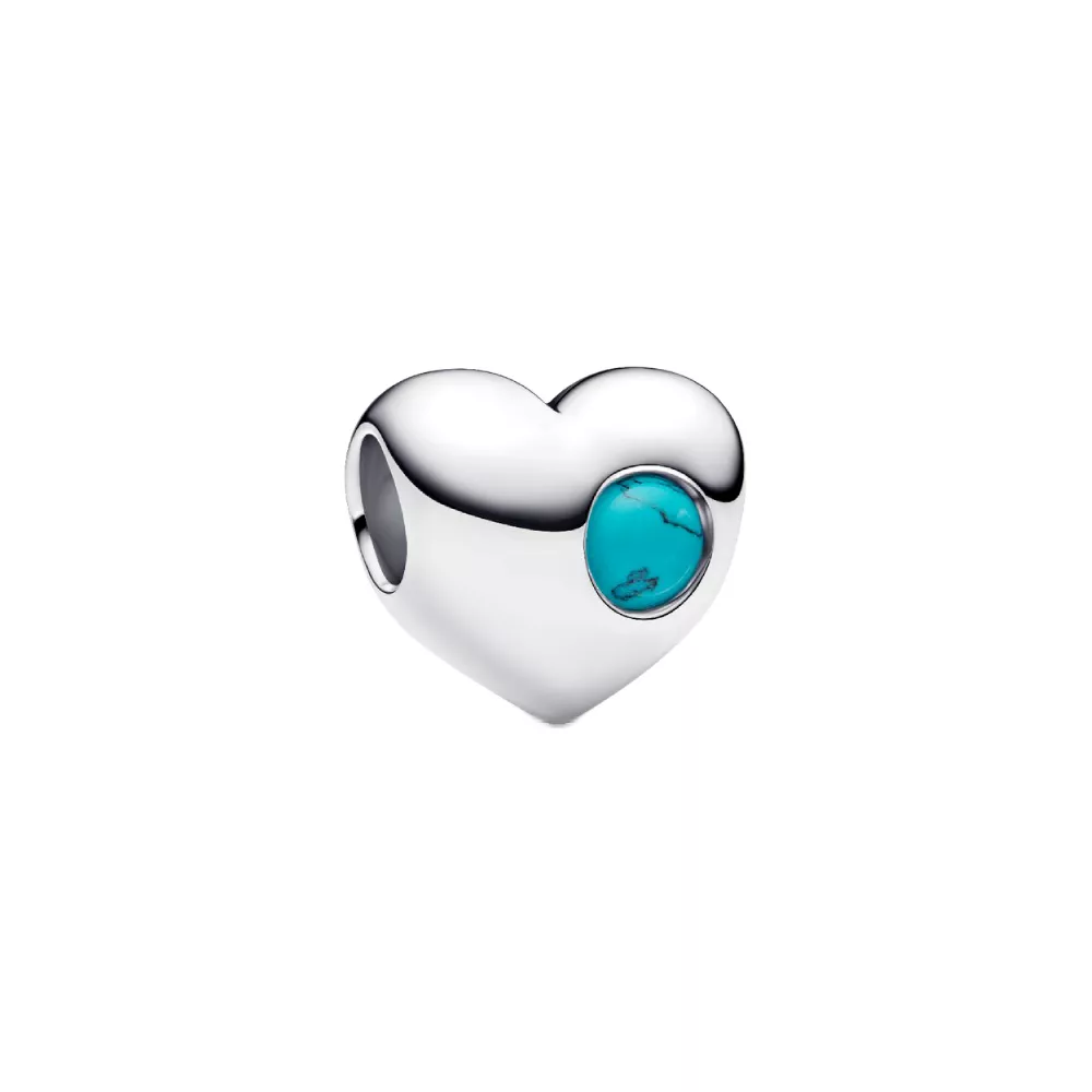 794161C12 PANDORA Engravable Turquoise Blue Stone Heart privezak