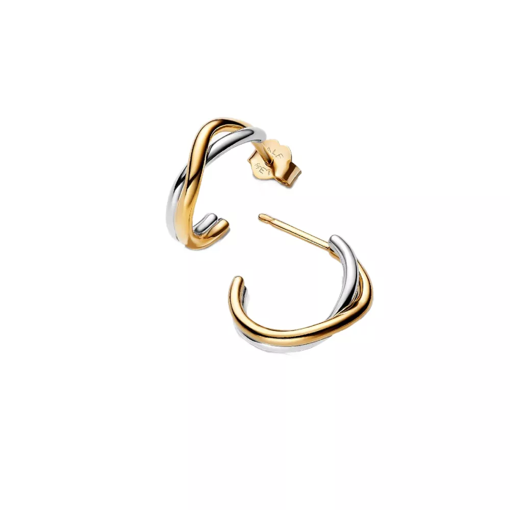 263880C00 PANDORA Organically Shaped Two-tone Open Hoop ženske minđuše